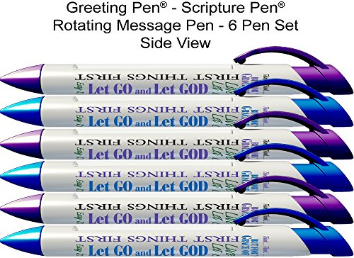 Greeting Pen Serenity Prayer Inspirational Purple and Blue Pens with Rotating Messages 6 Pack (36025)