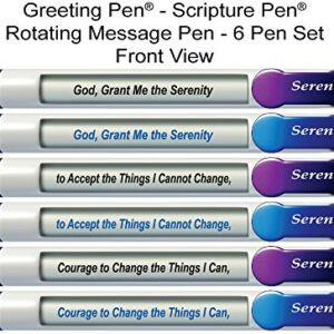 Greeting Pen Serenity Prayer Inspirational Purple and Blue Pens with Rotating Messages 6 Pack (36025)