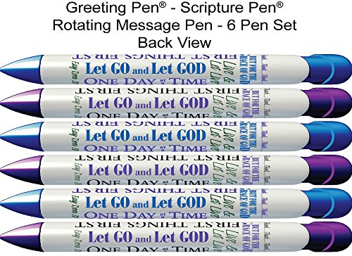 Greeting Pen Serenity Prayer Inspirational Purple and Blue Pens with Rotating Messages 6 Pack (36025)