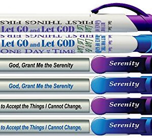 Greeting Pen Serenity Prayer Inspirational Purple and Blue Pens with Rotating Messages 6 Pack (36025)