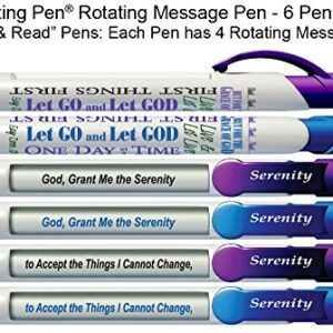 Greeting Pen Serenity Prayer Inspirational Purple and Blue Pens with Rotating Messages 6 Pack (36025)