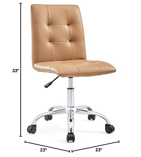 Modway Prim Ribbed Armless Mid Back Swivel Conference Office Chair In Tan