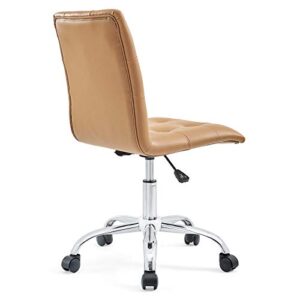 Modway Prim Ribbed Armless Mid Back Swivel Conference Office Chair In Tan