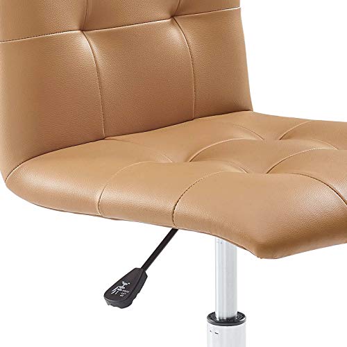 Modway Prim Ribbed Armless Mid Back Swivel Conference Office Chair In Tan