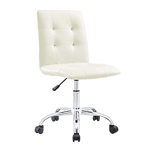 Modway Prim Ribbed Armless Mid Back Swivel Conference Office Chair In White