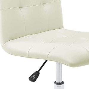 Modway Prim Ribbed Armless Mid Back Swivel Conference Office Chair In White