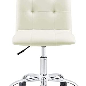 Modway Prim Ribbed Armless Mid Back Swivel Conference Office Chair In White