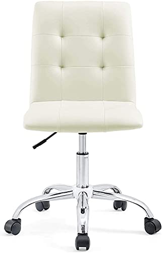 Modway Prim Ribbed Armless Mid Back Swivel Conference Office Chair In White