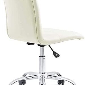 Modway Prim Ribbed Armless Mid Back Swivel Conference Office Chair In White