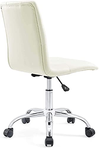 Modway Prim Ribbed Armless Mid Back Swivel Conference Office Chair In White