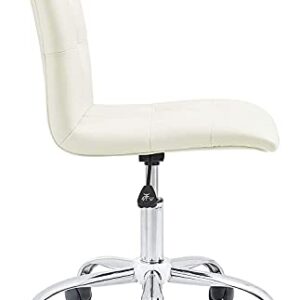 Modway Prim Ribbed Armless Mid Back Swivel Conference Office Chair In White