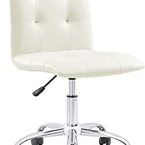 Modway Prim Ribbed Armless Mid Back Swivel Conference Office Chair In White