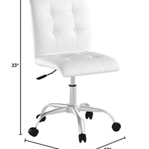 Modway Prim Ribbed Armless Mid Back Swivel Conference Office Chair In White