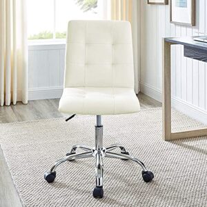 Modway Prim Ribbed Armless Mid Back Swivel Conference Office Chair In White