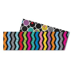 Carson Dellosa 36 Ft Straight Colorful Chalkboard Bulletin Board Borders, 12 Double-Sided Zig Zag and Polka Dot Border for Classroom Bulletin Boards