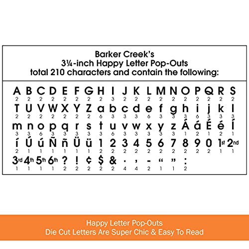 BARKER CREEK Letter Pop-Outs, 3.25" Happy, Multicolor Designer Letters for Bulletin Boards, Breakrooms, Reception Areas, Signs, Displays, And More! 3.25" 210 Characters per Set (1721)