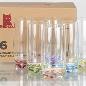 Vibrant Splash Water, Beverage Highball Glasses, 13.25 Ounce - Set of 6