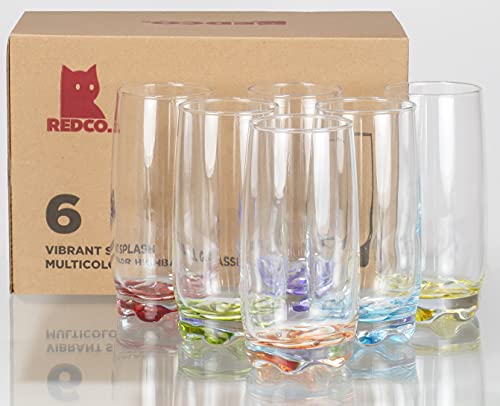 Vibrant Splash Water, Beverage Highball Glasses, 13.25 Ounce - Set of 6