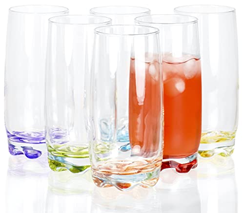 Vibrant Splash Water, Beverage Highball Glasses, 13.25 Ounce - Set of 6