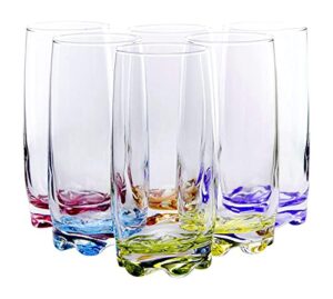 vibrant splash water, beverage highball glasses, 13.25 ounce - set of 6