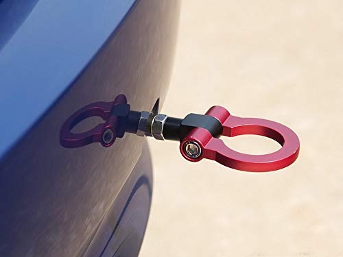 iJDMTOY Red Track Racing Style Tow Hook Ring Compatible with BMW 1 3 5 Series X5 X6 (E36 E39 E46 E90 E92, etc), Compatible with Mini Cooper (R52 R56 R57 R58 R59, etc)