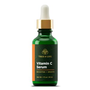 tree of life vitamin c serum for face - 1 fl oz skin care serums - moisturizing vitamin e for brightening & smoothing dry skin, anti-aging, wrinkles & dark spot, sensitive skin - dermatologist-tested