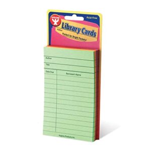 Hygloss Products Library Checkout Cards – Bright Colored Due Date Note Cards - 3 x 5 Inches, 50 Pack