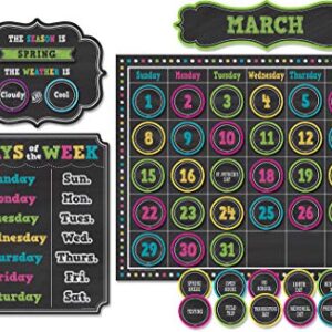 Teacher Created Resources TCR5615 Chalkboard Brights Calendar Bulletin Board Set, Paper, Multi