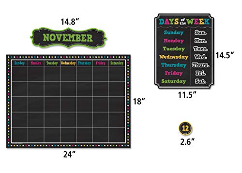 Teacher Created Resources TCR5615 Chalkboard Brights Calendar Bulletin Board Set, Paper, Multi