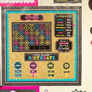 Teacher Created Resources TCR5615 Chalkboard Brights Calendar Bulletin Board Set, Paper, Multi