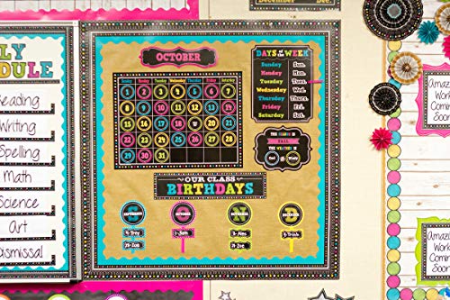 Teacher Created Resources TCR5615 Chalkboard Brights Calendar Bulletin Board Set, Paper, Multi