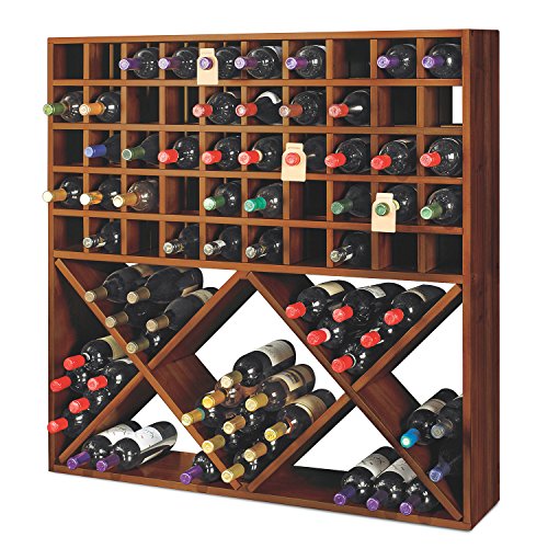 Jumbo Bin Grid 100 Bottle Wine Rack - Walnut