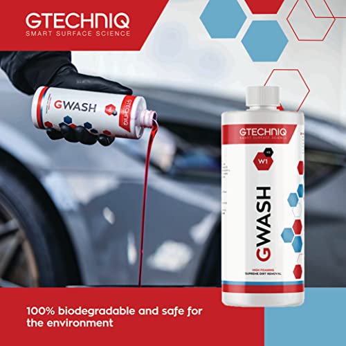 Gtechniq - W1 GWash - Big Foam Content, Breaks Bond Between Dirt Film & Paint; Minimal Surface Abrasion; Gloss Retention; Reduced Scratching (1 Liter)