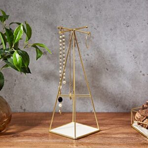 Umbra Prisma Jewelry Stand and Necklace Holder, Matte Brass