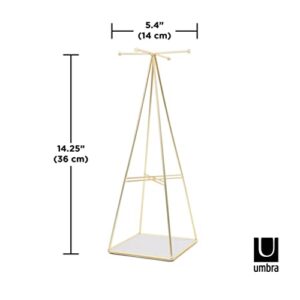 Umbra Prisma Jewelry Stand and Necklace Holder, Matte Brass