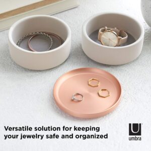 Umbra Tesora Jewelry Box, Two-Tier Resin Storage Container with Removable Lid, Concrete/Copper