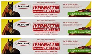 durvet 3 pack of ivermectin paste, 0.21 ounces each, apple flavored horse dewormer