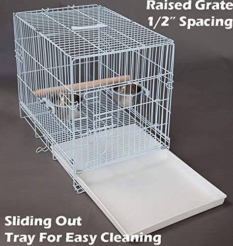 Two Size, Durable Metal Travel or Veterinary Collapsable Parrot Bird Carrier Cage