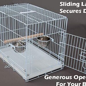 Two Size, Durable Metal Travel or Veterinary Collapsable Parrot Bird Carrier Cage