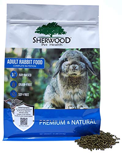 Sherwood Pet Health Adult Rabbit Food Alfalfa Timothy Hay-Based Blend 10 lbs, Grain and Soy-Free for Better Digestion