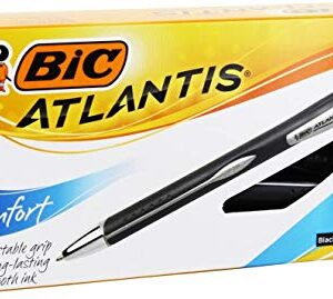 BIC VCGC11BK Atlantis Comfort Retractable Ballpoint Pen, Black Ink, 1.2mm, Medium, Dozen