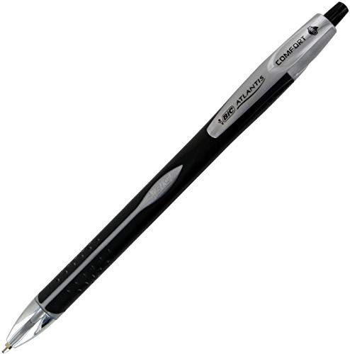 BIC VCGC11BK Atlantis Comfort Retractable Ballpoint Pen, Black Ink, 1.2mm, Medium, Dozen