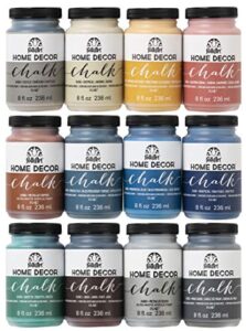 folkart home decor ultra matte chalk finish acrylic craft paint set formulated for no-prep application, designed for beginners and artists