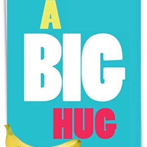 NobleWorks - 1 Large Blank Greeting Card (8.5 x 11 Inch) - All Occasion Notecard with Envelope, Big Bold Letters - Big Hug J9652