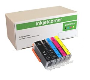 inkjetcorner compatible ink cartridges replacement for use with mx920 mg5620 mg6620 mg5622 mg6600 ix6820 ip7220 (1 large black 1 small black 1 cyan 1 magenta 1 yellow, 5 pack )