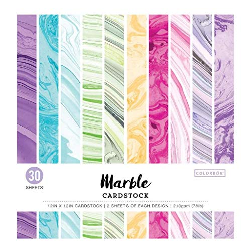 Colorbok 71876B Cardstock Paper Pad Marble, 12" x 12"