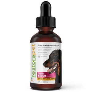 restorapet 1-pack dog & cat bacon liquid multivitamin | dog arthritis pain relief | hip & joint vitamins for dogs - anti inflammatory supplement for dogs & cats | organic & non-gmo, vet approved