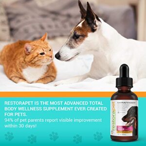 RestoraPet 1-Pack Dog & Cat Bacon Liquid Multivitamin | Dog Arthritis Pain Relief | Hip & Joint Vitamins for Dogs - Anti Inflammatory Supplement for Dogs & Cats | Organic & Non-GMO, Vet Approved