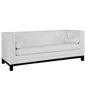 Modway Imperial Modern Bonded Leather Upholstery Sofa with Bolster Pillows in White