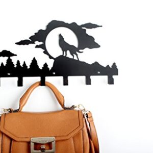 Wander Agio Wolf Moon Metal Wall Mounted Bag Hanger Coat Rack Clothing Hooks Hanging Racks Black